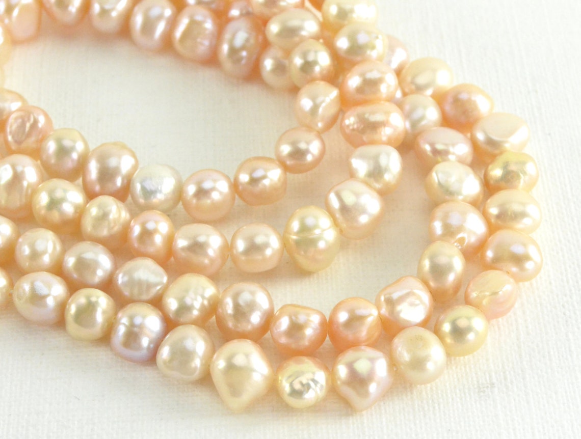 Peach Pearls Freshwater Pearls Blush Round Potato Pearls Your Choice of ...