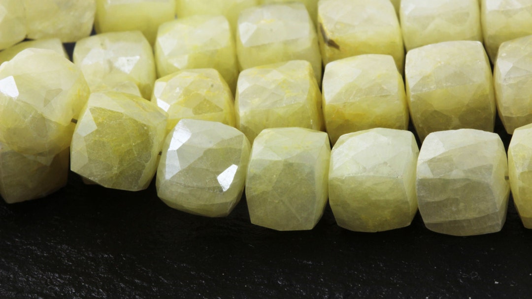 Yellow Silverite 3-D Cubed Gemstones, AB Coated, 8mm to 8.5mm 3-D Cubed ...