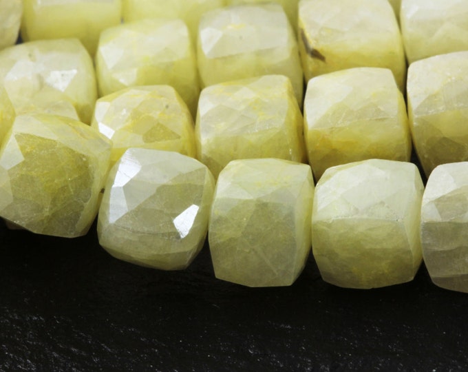 Yellow Silverite 3-D Cubed Gemstones, AB Coated, 8mm to 8.5mm 3-D Cubed ...