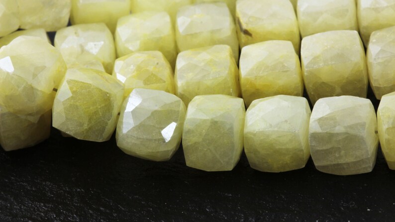 Yellow Silverite 3-D Cubed Gemstones, AB Coated, 8mm to 8.5mm 3-D Cubed ...