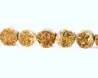 Gold Druzy Quartz Beads Set of 2 or 4 Druzys 10mm Titanium | Etsy