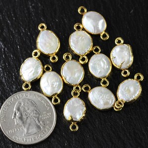 Freshwater Pearl Connectors, Gold Electroplated, ONE Free Form Pendant ...