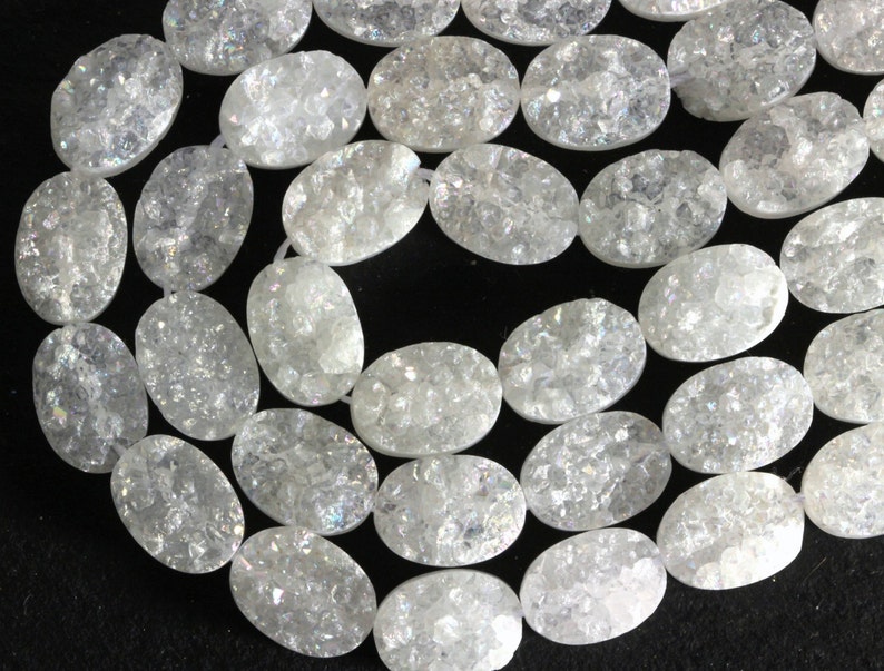 White Druzy Quartz Beads One Pair or 4 Stones 15mm X 20mm - Etsy