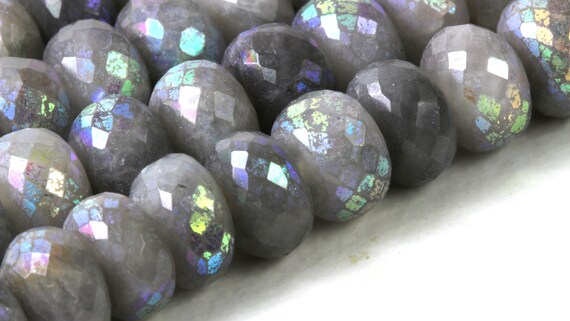 Grey Moonstone Faceted Rondelles Gemstones AB Coated 8mm to - Etsy