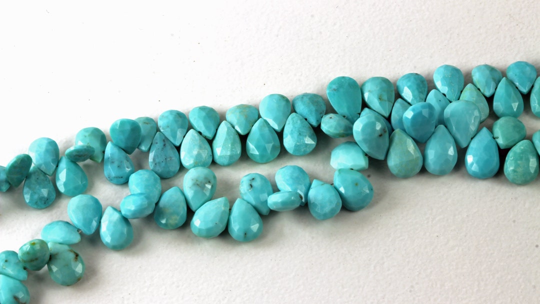 Turquoise Briolettes, Faceted Turquoise Pear Briolettes, 6.9mm to 10mm ...