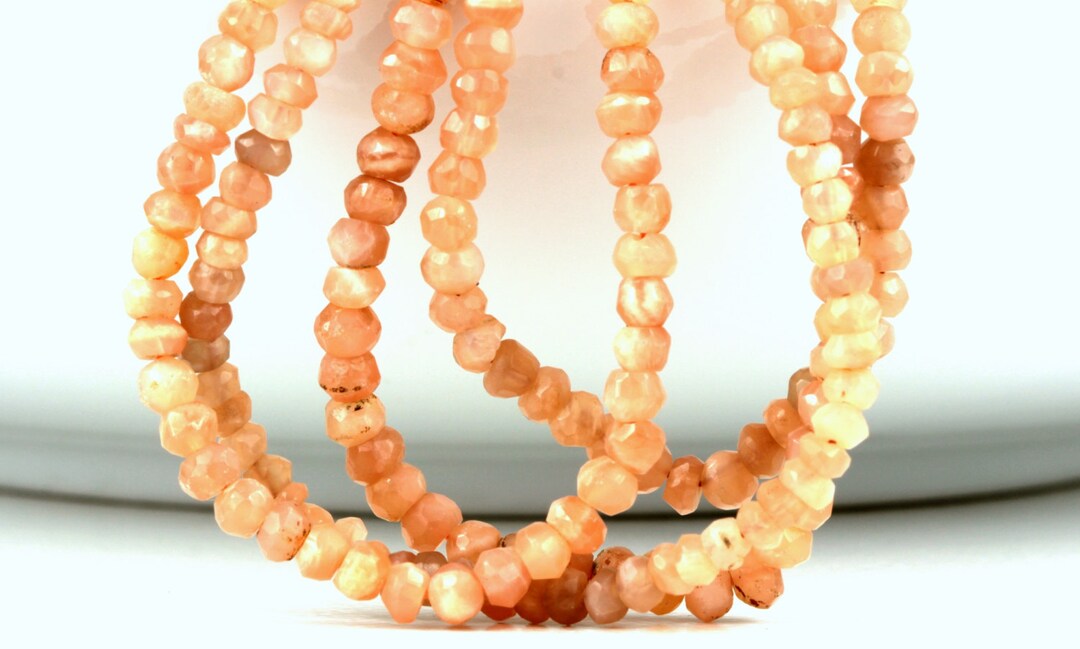 Pink Moonstone Rondelles, 3mm to 3.9mm Faceted AAA Pink Moonstone Your ...