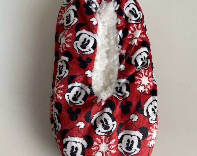 Disney Mickey Mouse Fuzzy Babba Slippers Socks XL Shoe Size 10-12 - Etsy