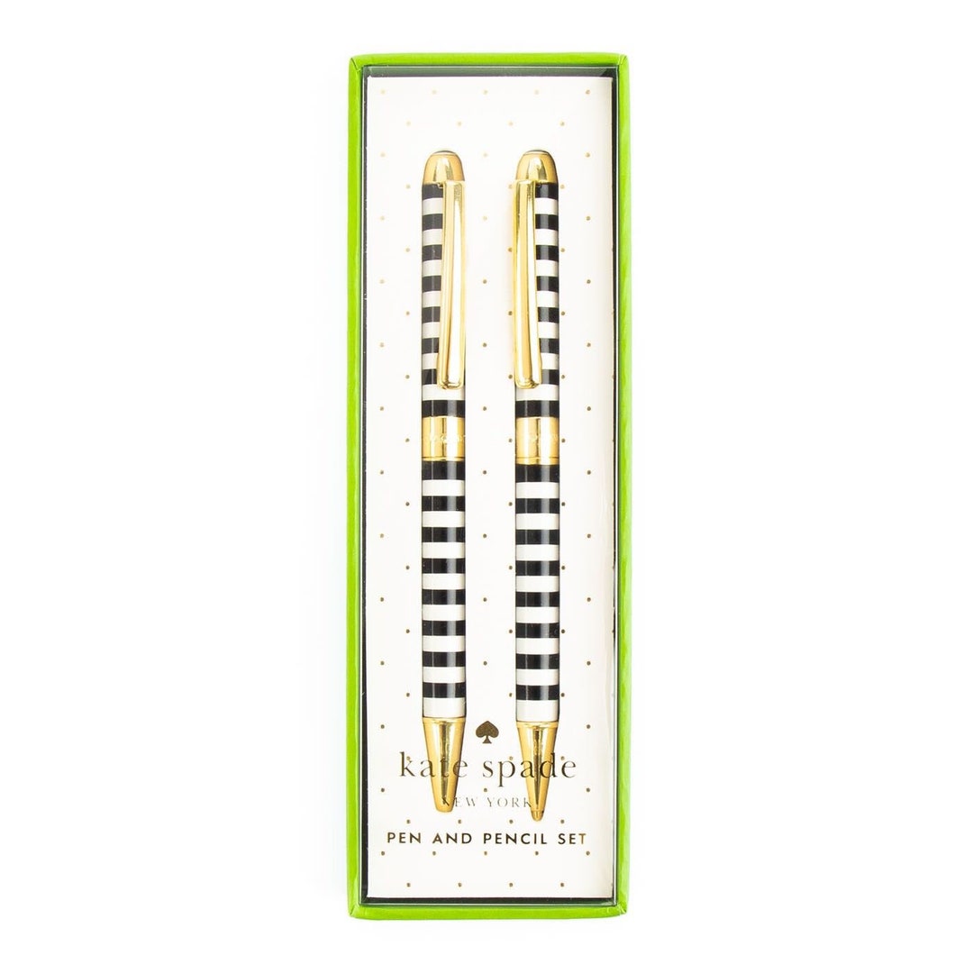 Kate Spade Black Stripe Pen and Pencil Set - Etsy