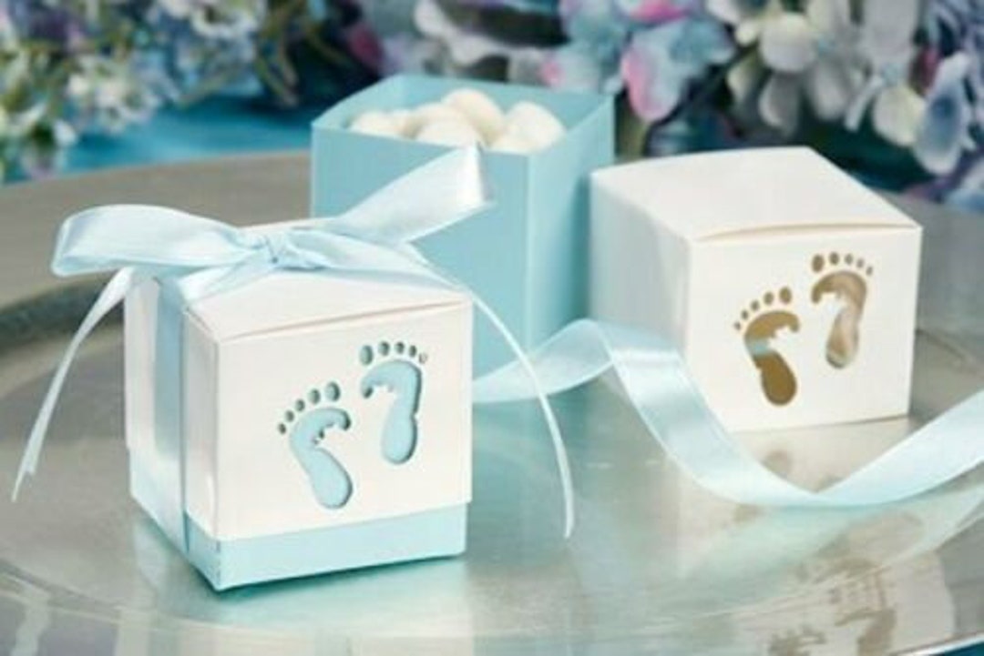 Baby Feet Favor Boxes BLUE 12 Candy Favor Boxes for Baby Shower ...