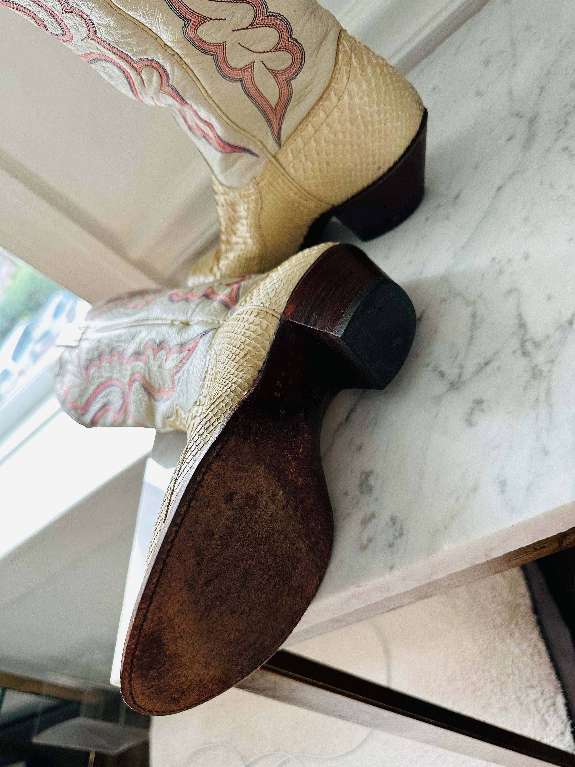 J Chisholm Cowboy Snakeskin Embroidery Boots Inlay - Etsy