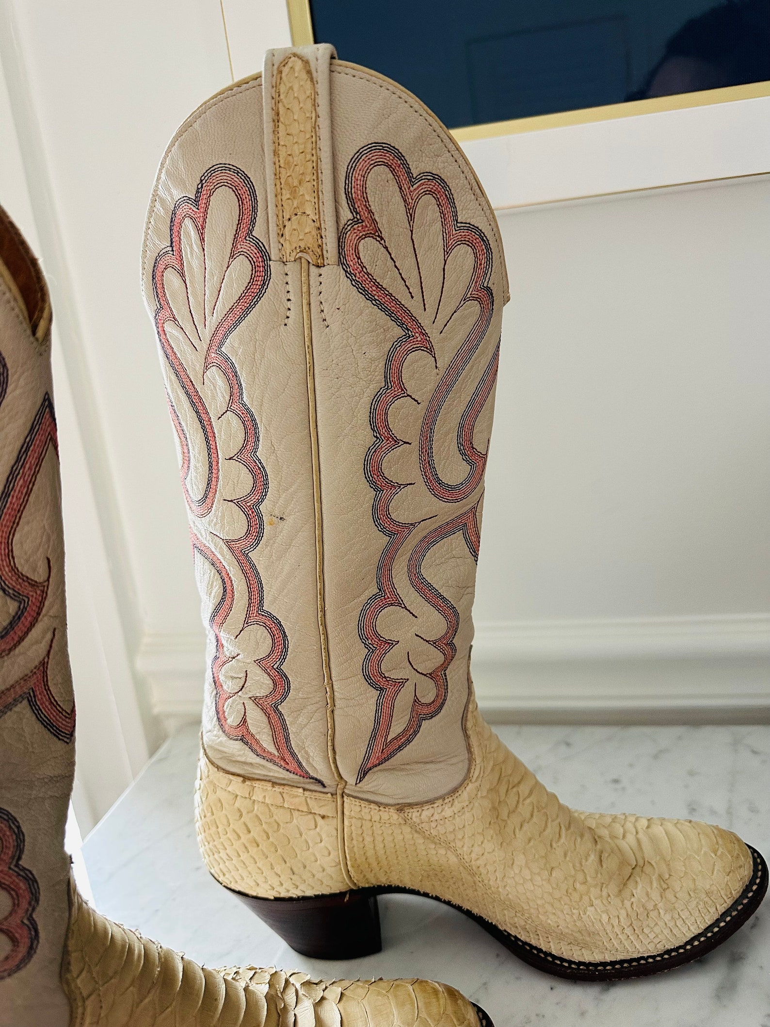 J Chisholm Cowboy Snakeskin Embroidery Boots Inlay - Etsy