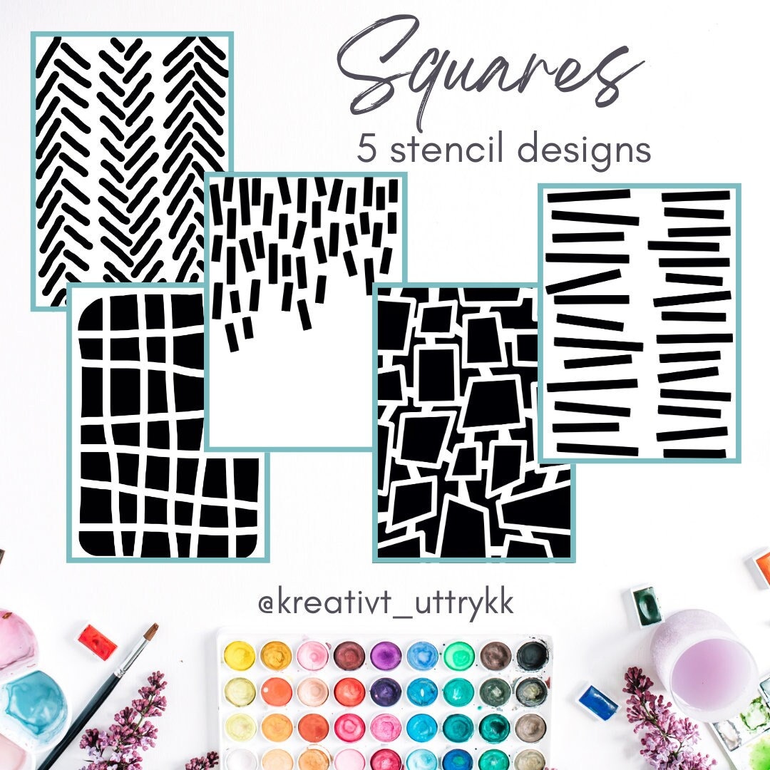 Squares - 5 Stencil PDF Files - Etsy