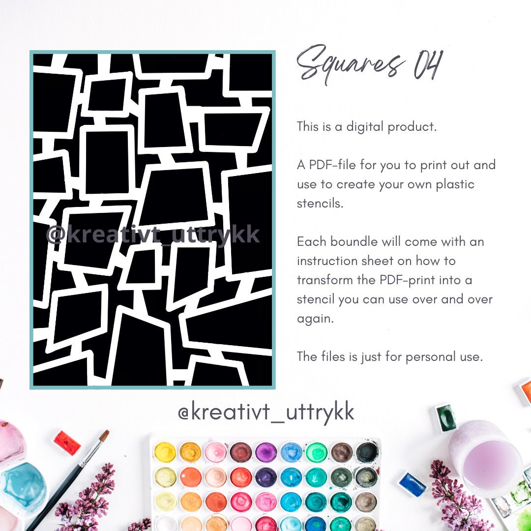 Squares 5 Stencil PDF Files - Etsy