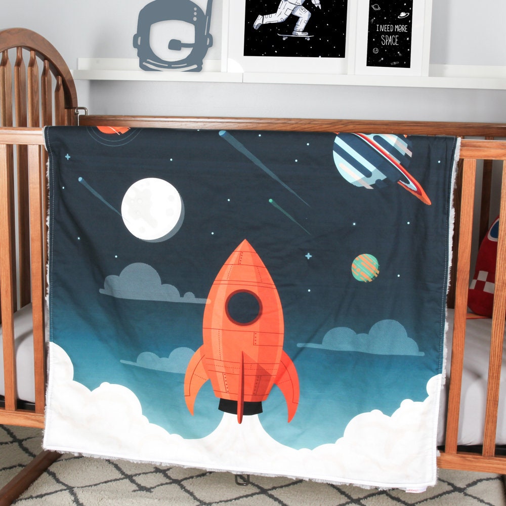 Baby blanket Outer space space rocket launch planets | Etsy