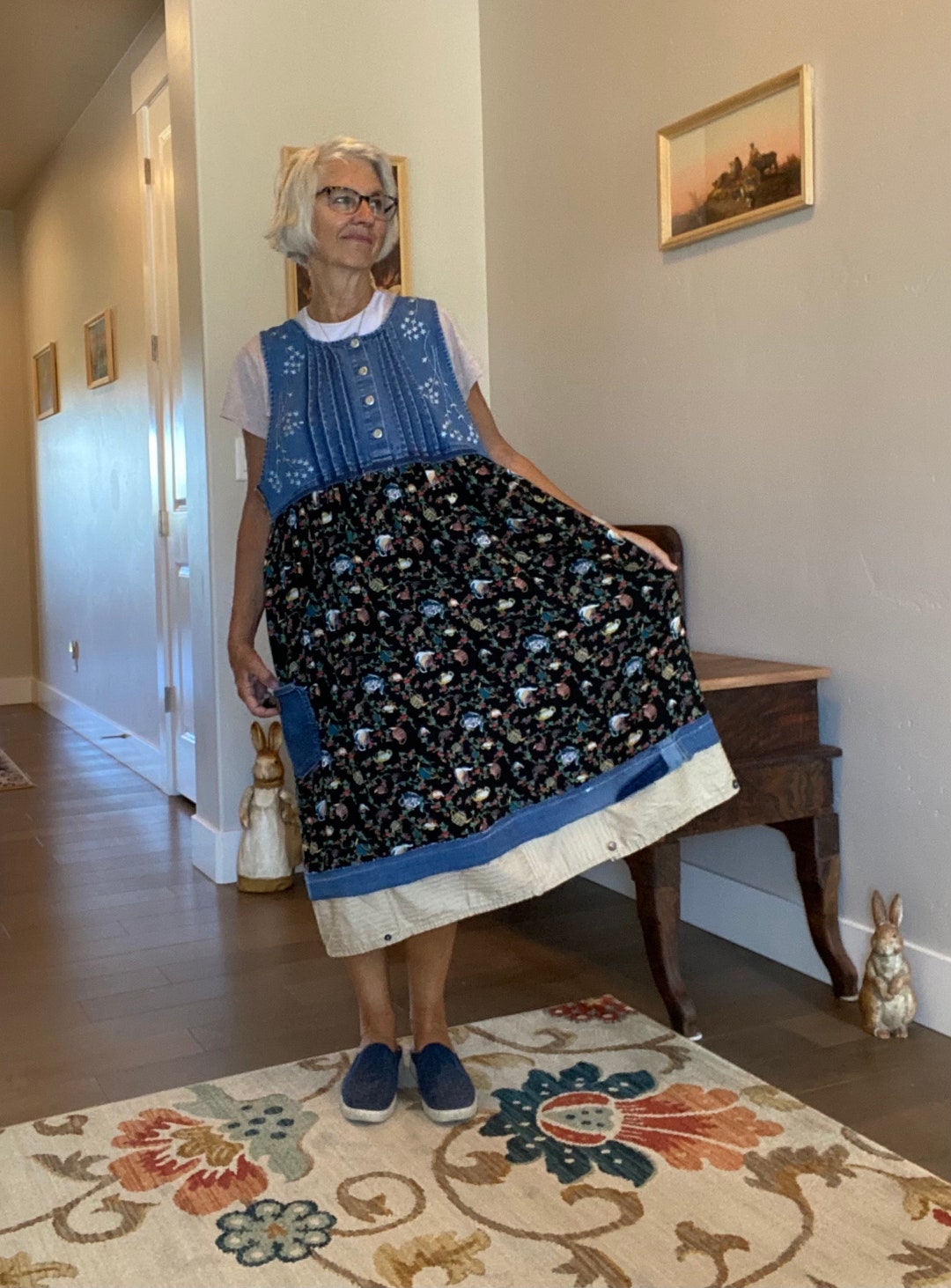 Upcycled Jumper, Cotton Rayon, Reclaimed Fabrics, Pullover Dress, up to ...