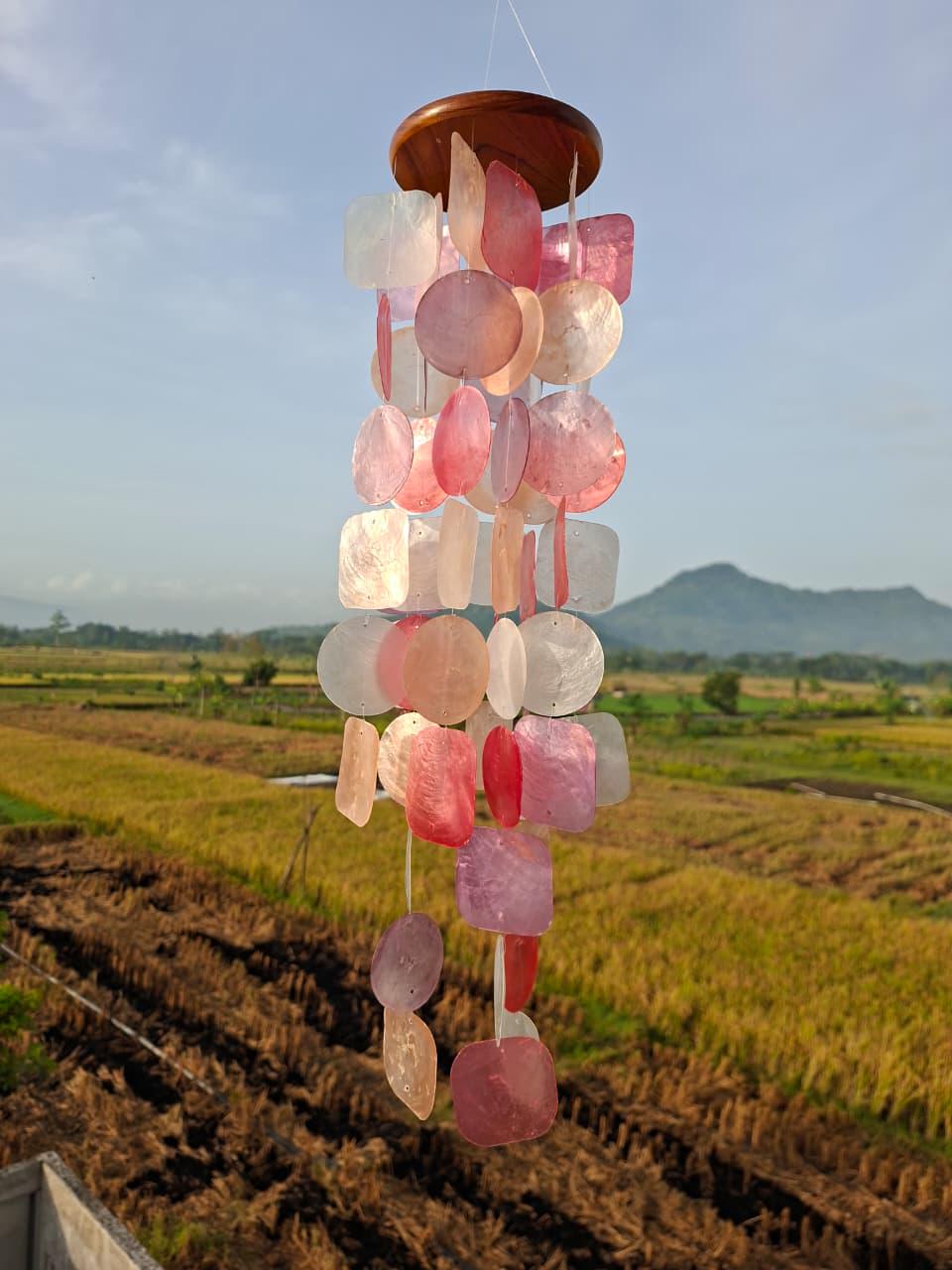 Windchimes Red Purple Round Capiz Shell - Sounds Relaxing - Beach Decor ...