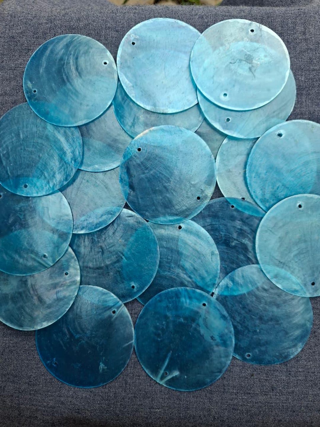 Natural Soft Blue Colored Capiz Shells X50 Size 2 Inch, Craft Supplies ...