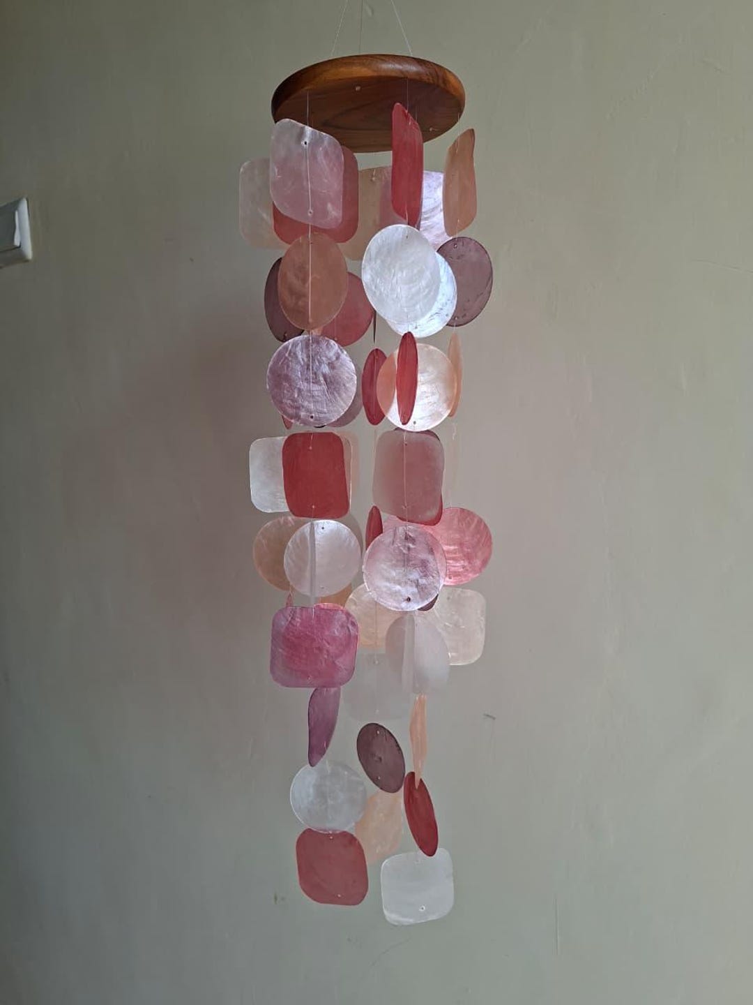 Windchimes Red Purple Round Capiz Shell - Sounds Relaxing - Beach Decor ...