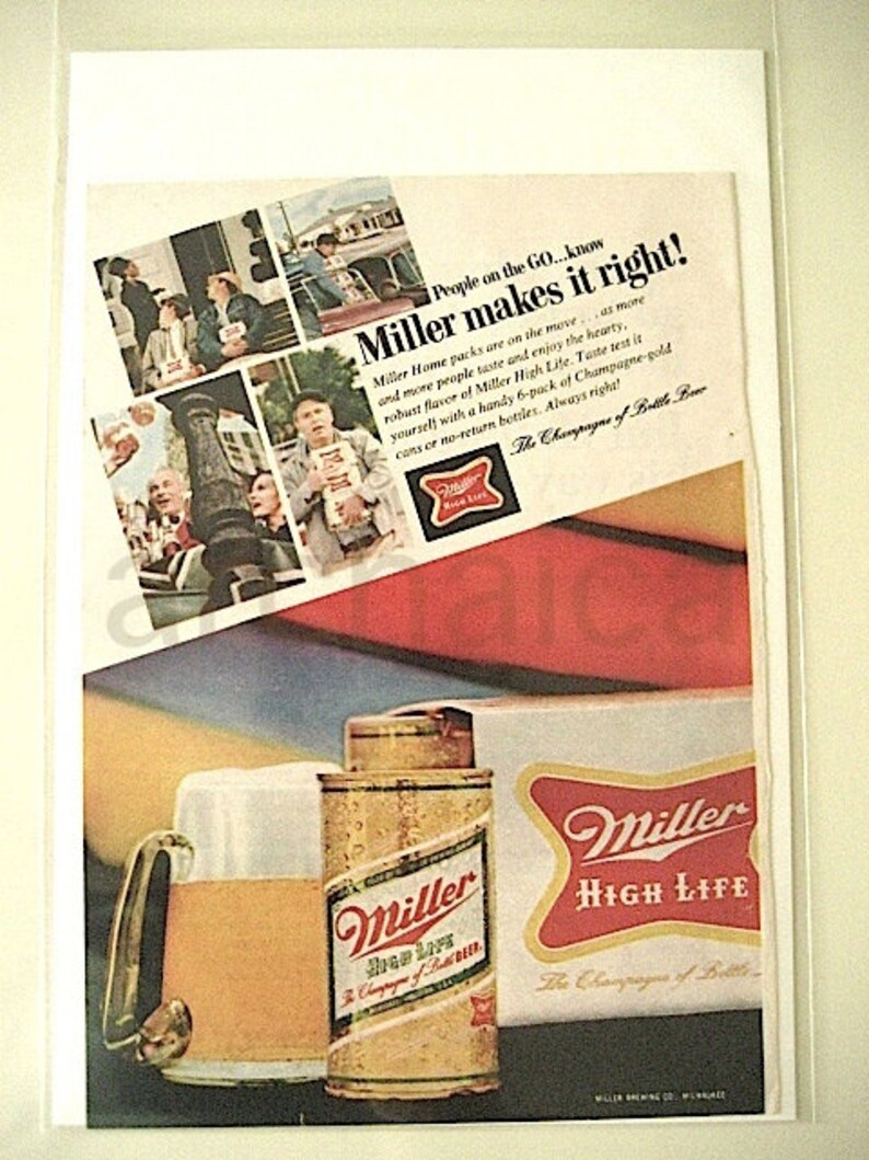 60s Vintage Ad / 1968 People on the Go...miller Makes It Right / Retro ...