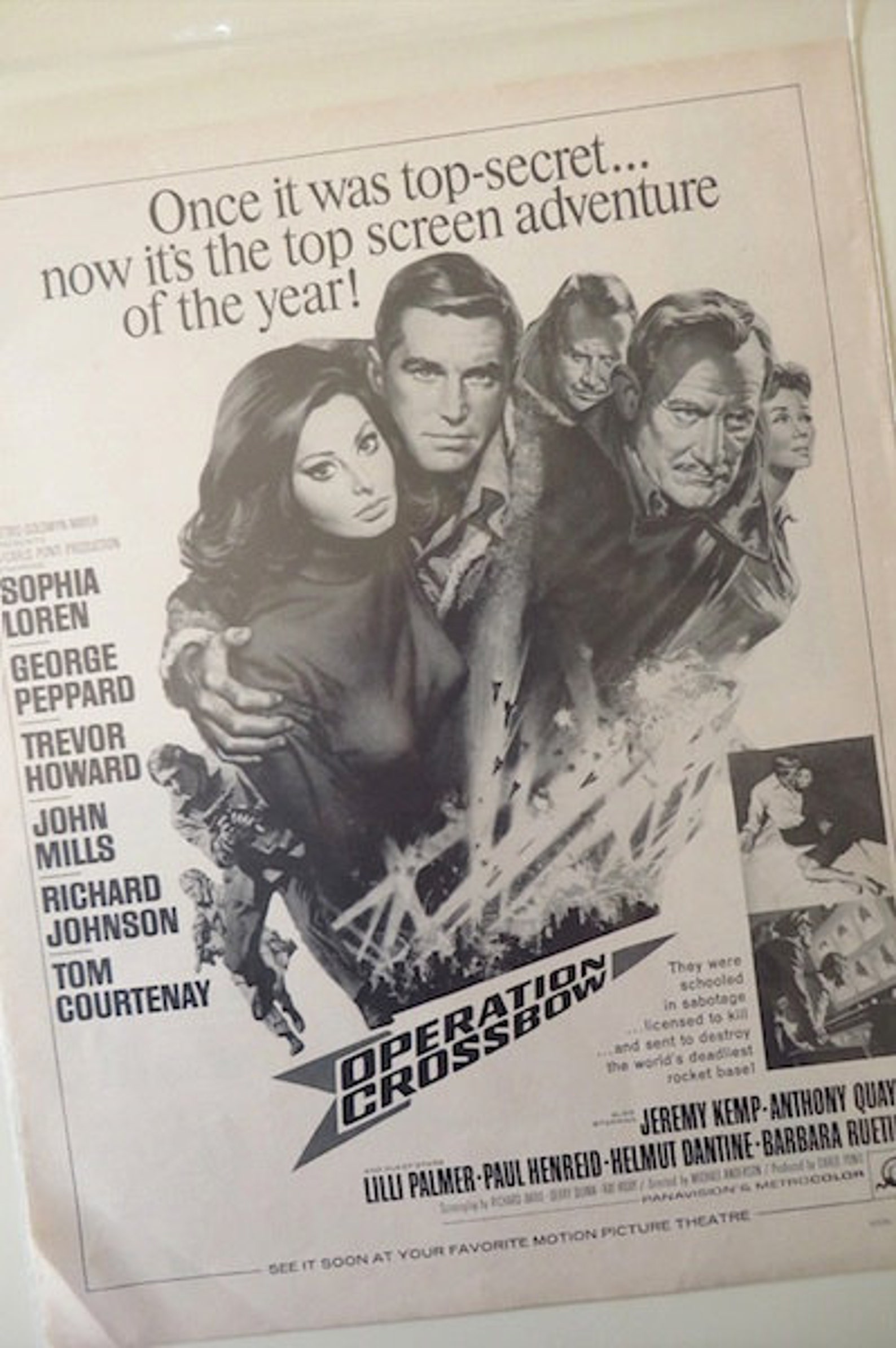 1965 Vintage Ad / Operation Crossbow Movie Ad / Sophia Loren George ...