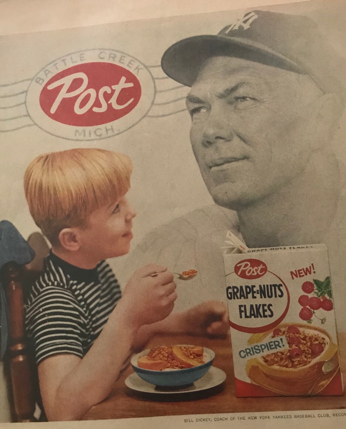 60s Vintage Ad / Post Cereal Ad / Baseball Grape Nuts Ad / NY | Etsy