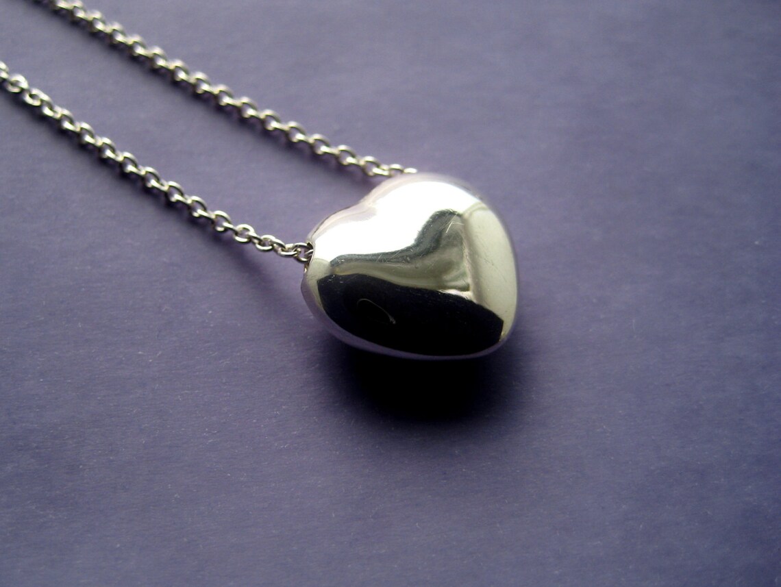 Sterling Silver Petite Short Pendant Necklace, Heart, Minimalist ...