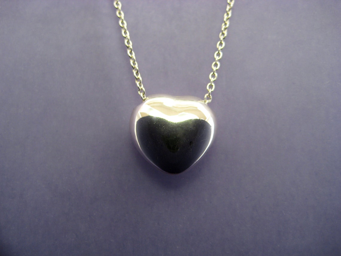 Sterling Silver Petite Short Pendant Necklace, Heart, Minimalist ...