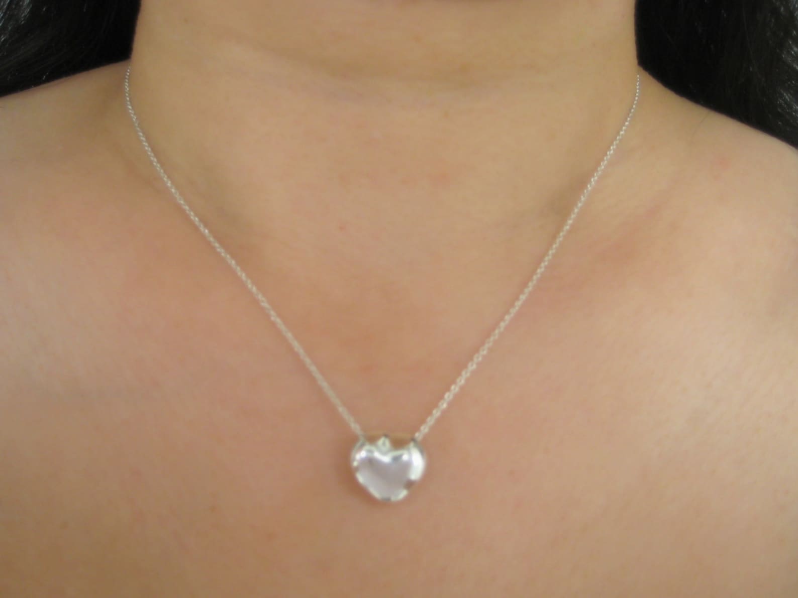 Sterling Silver Petite Short Pendant Necklace, Heart, Minimalist ...