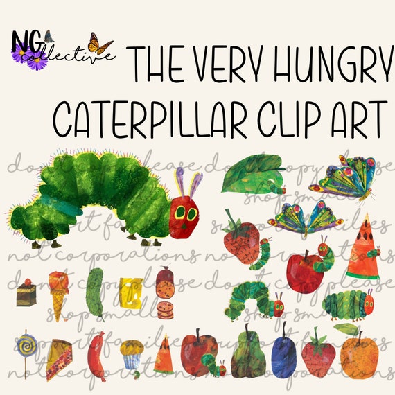 The Very Hungry Caterpillar Clip Art Set Transparent PNG - Etsy UK