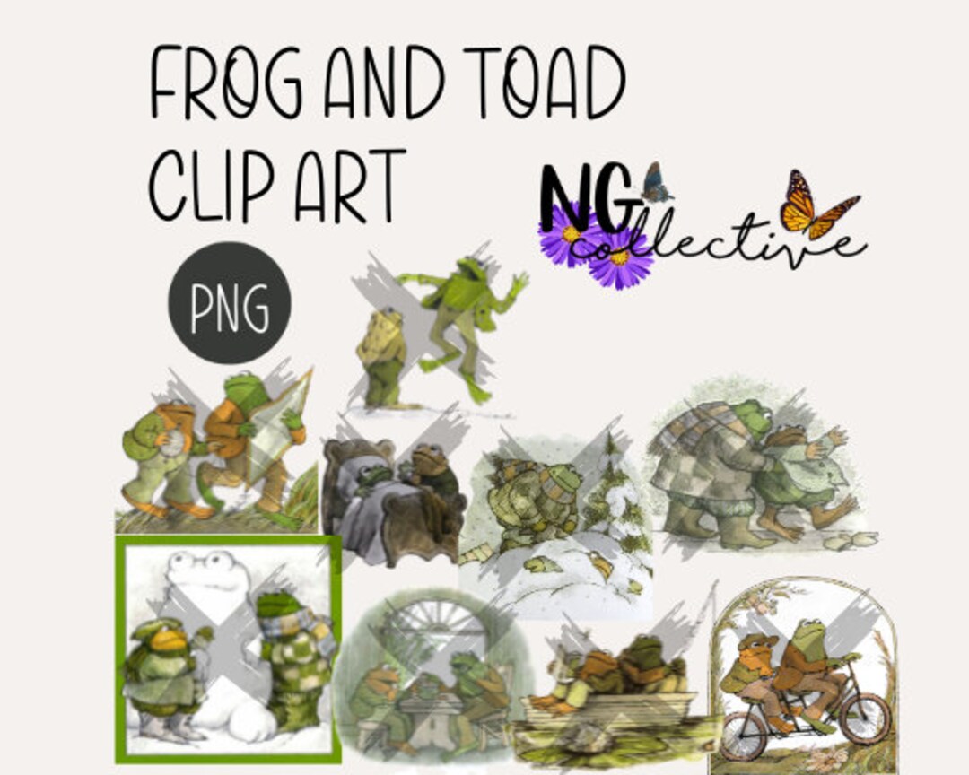 Frog and Toad Clip Art Set Transparent PNG Digital Download Arnold ...