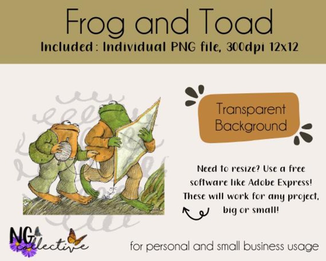 Frog and Toad Clip Art PNG Digital Download Frog and Toad Library ...