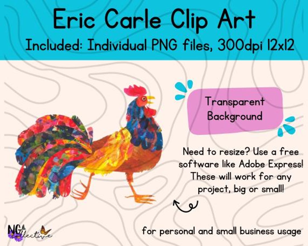 Eric Carle Rooster PNG Clip Art Digital Download Eric Carle Children's ...