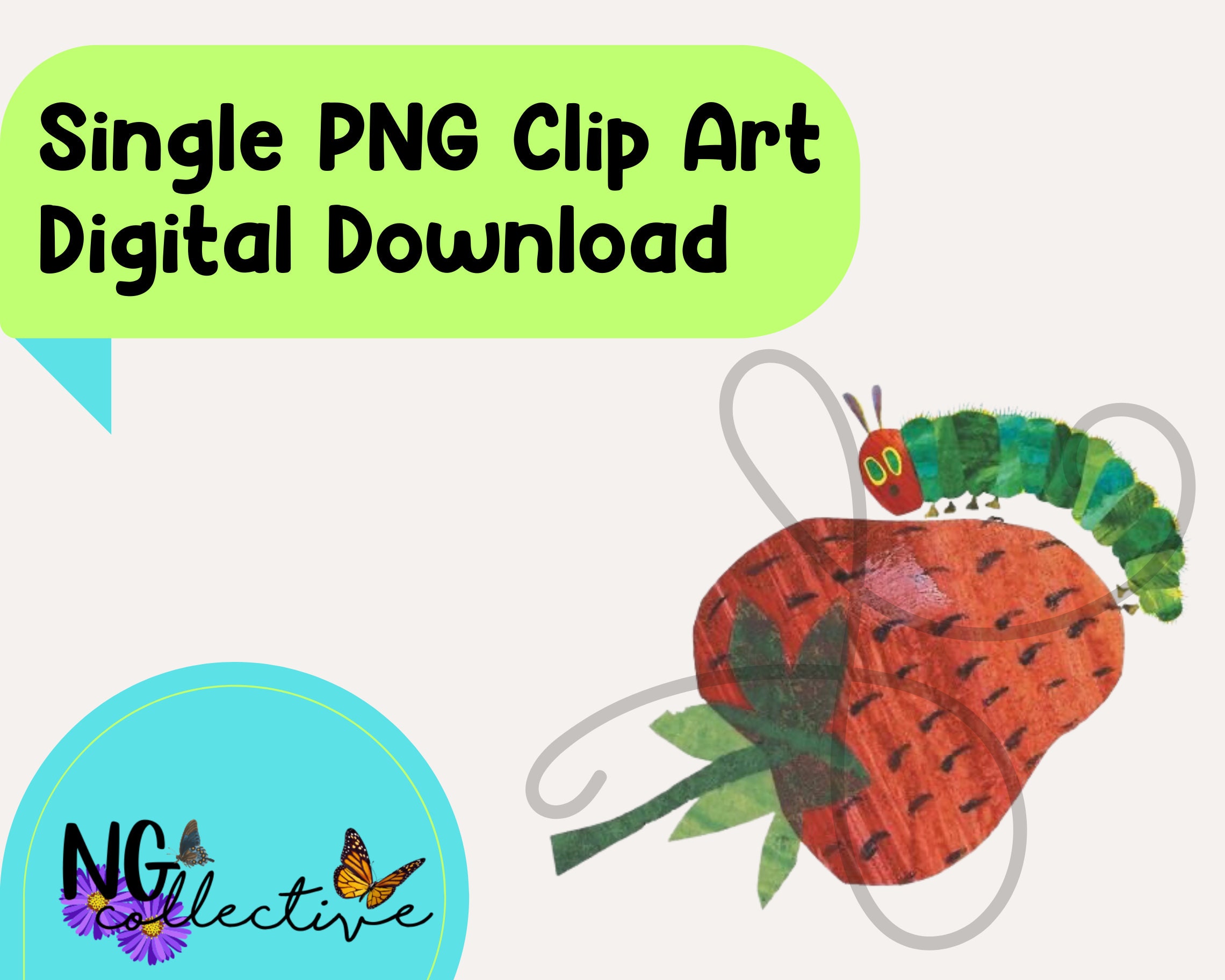 Strawberry Hungry Caterpillar PNG Clip Art Digital Download - Etsy
