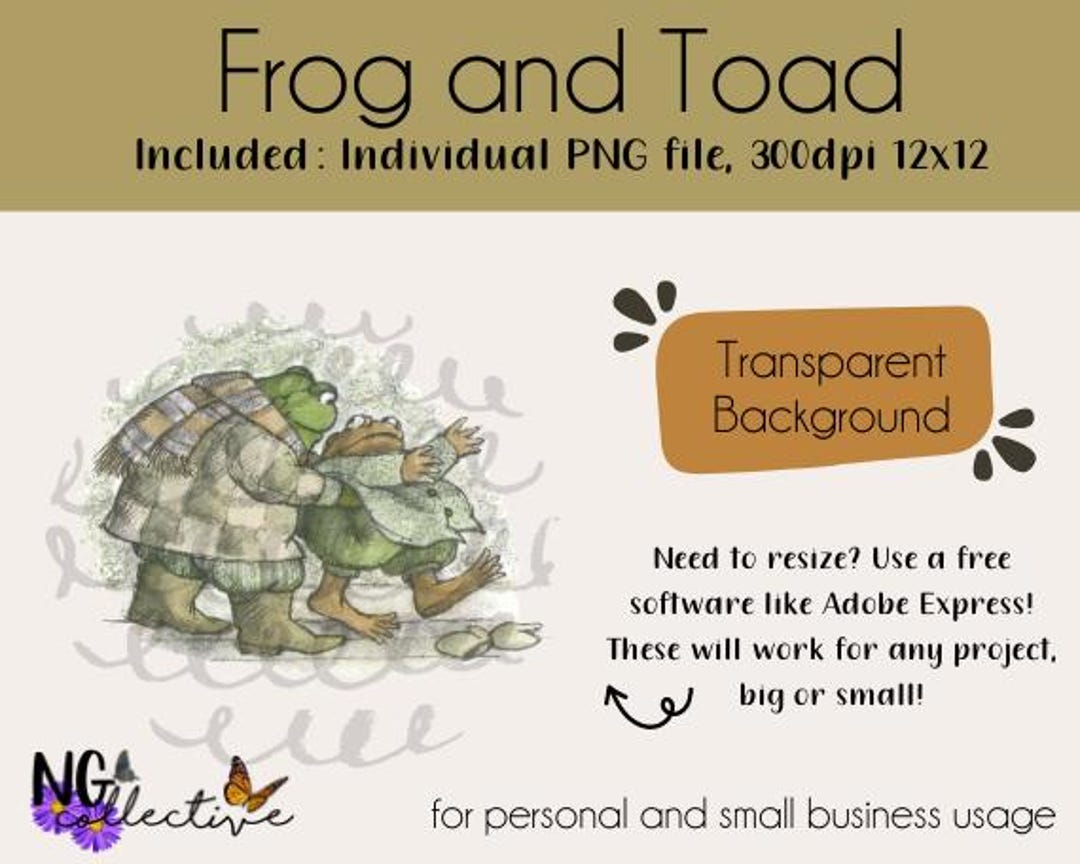 Frog and Toad Clip Art PNG Digital Download Frog and Toad Library ...
