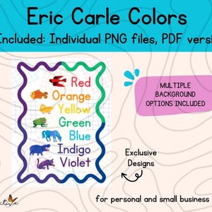 Eric Carle Colors Rainbow Bulletin Board Posters Digital Download PNG ...