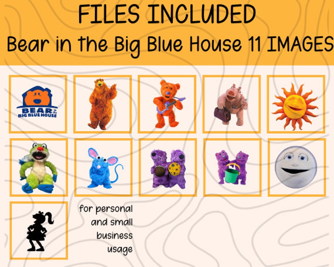 The Bear in the Big Blue House Puppet Transparent Clip Art PNG Set Bear Luna Otters Ray Sun ...