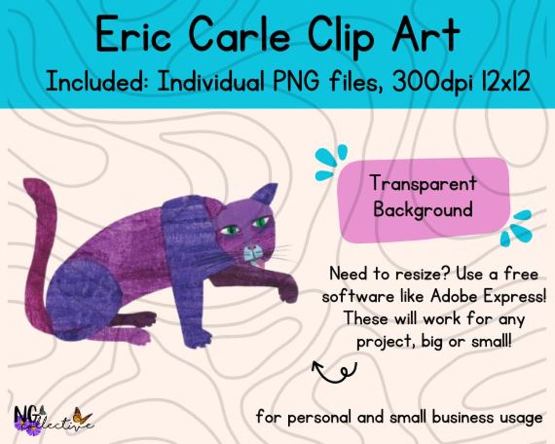 Eric Carle Purple Cat PNG Clip Art Digital Download Eric Carle Children ...