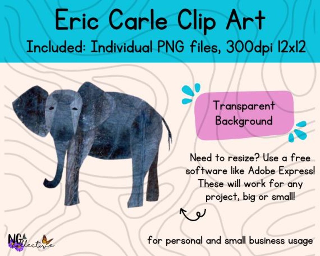 Eric Carle Elephant PNG Clip Art Digital Download Eric Carle Children's ...