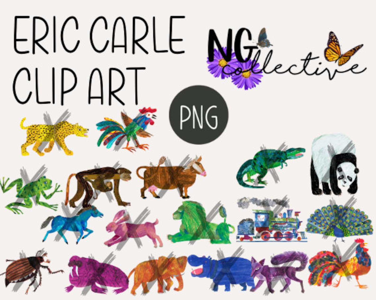 Eric Carle Clip Art Set Transparent PNG Digital Download Eric Carle ...