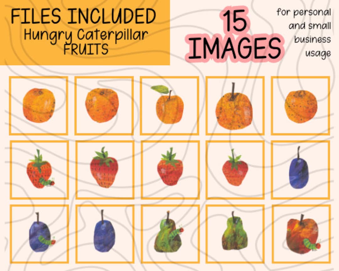 Fruit the Very Hungry Caterpillar Clip Art Set Transparent PNG Digital ...