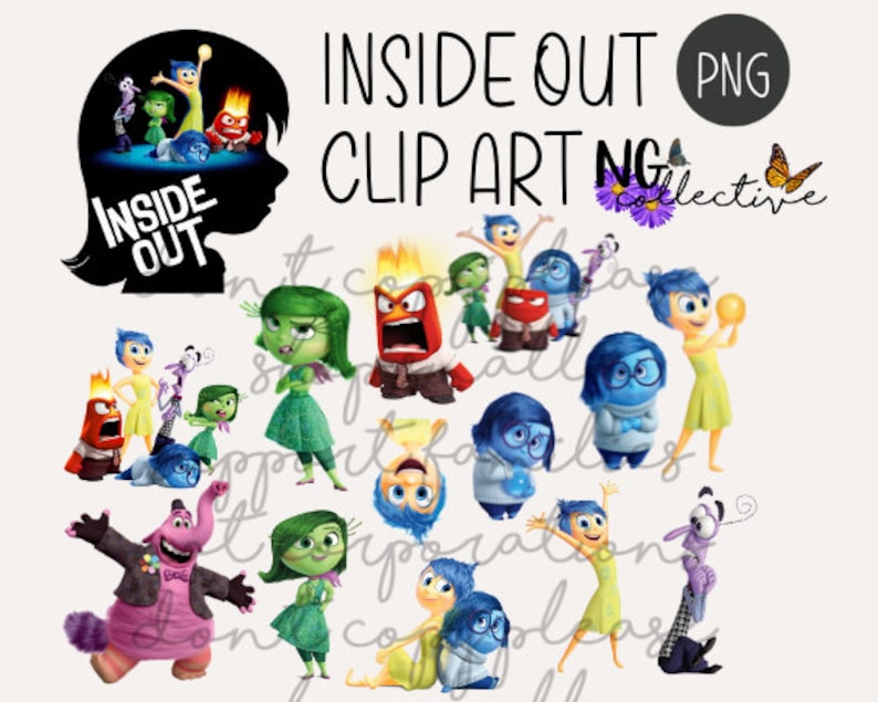 Inside Out Clip Art Digital Download Transparent PNG - Etsy