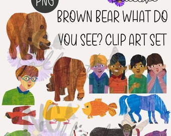 KPM Brown Bear and Friends Digital Blackline Stamps - Etsy