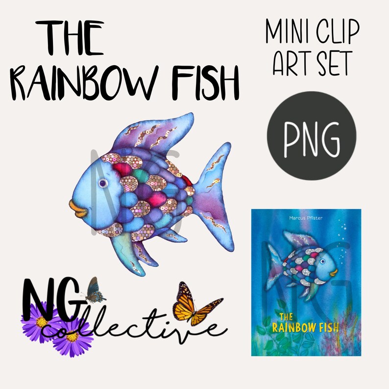 The Rainbow Fish Mini Clip Art Set Digital Download - Etsy