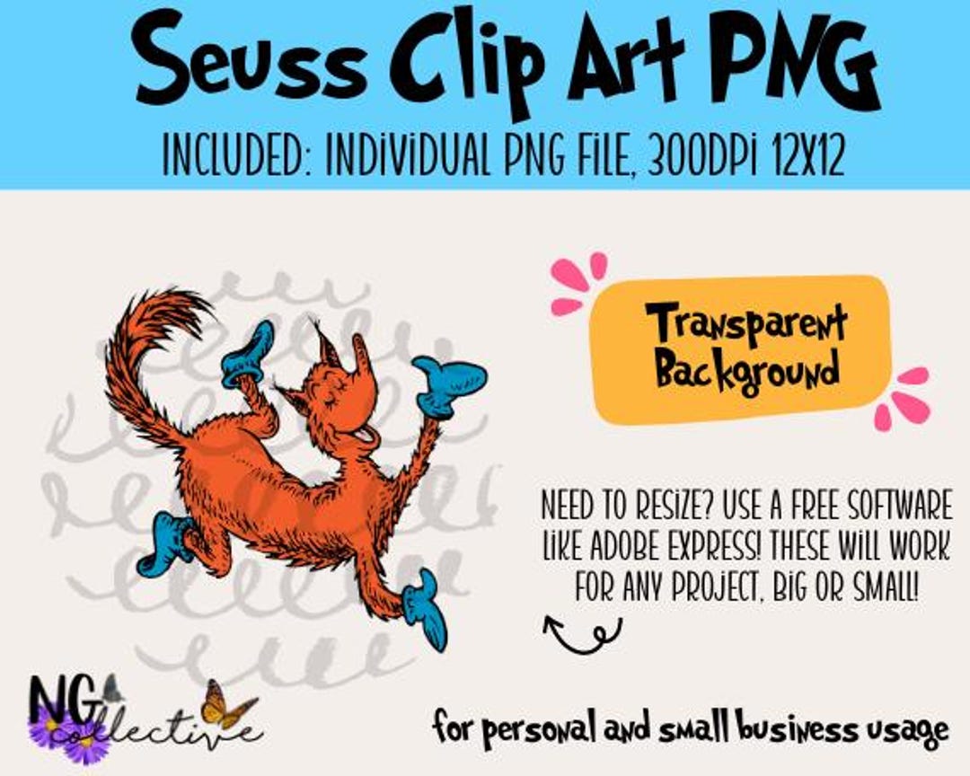 Seuss Art PNG Digital Download Fox in Socks Library Classroom Party ...