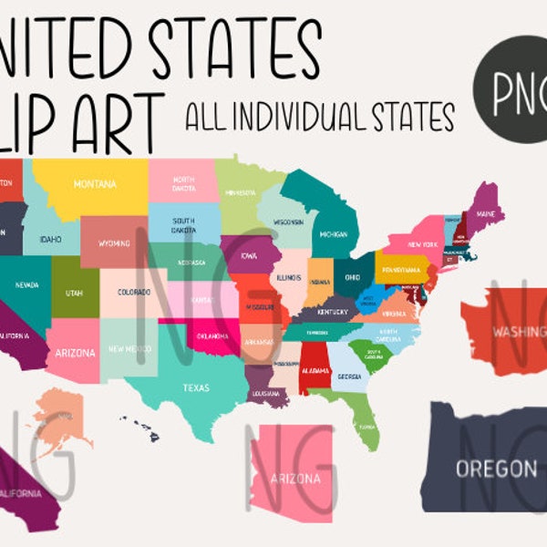 United States Map. Clip Art - Etsy