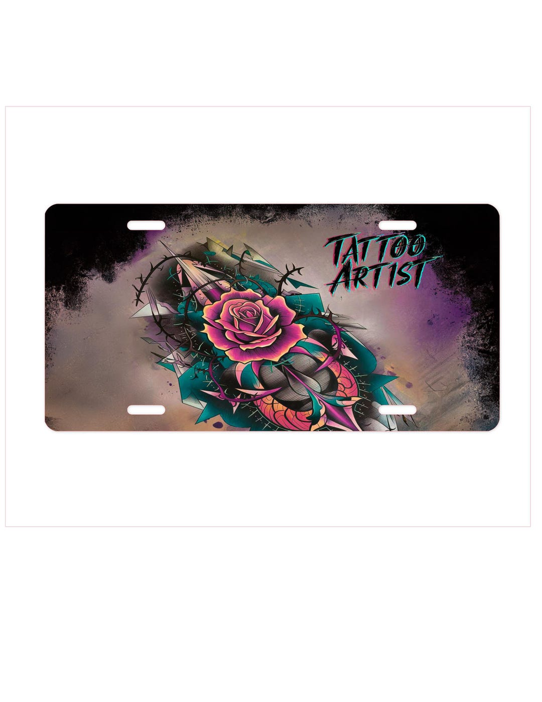 Tattoo Artist License Plate: Rose & Machine Car Accessory - Etsy