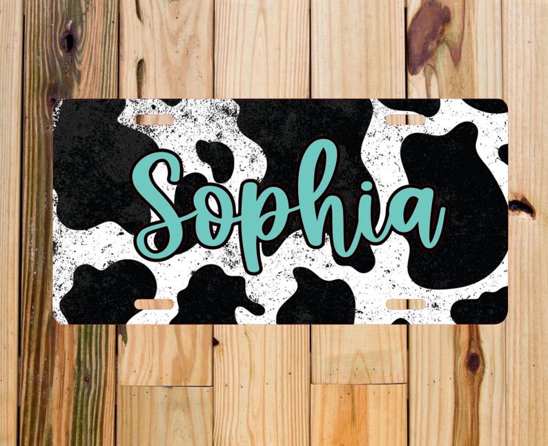 Personalized Cow Print License Plate: Custom Car Decor - Etsy