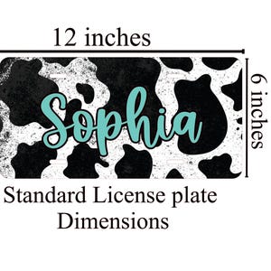 Personalized Cow Print License Plate: Custom Car Decor - Etsy
