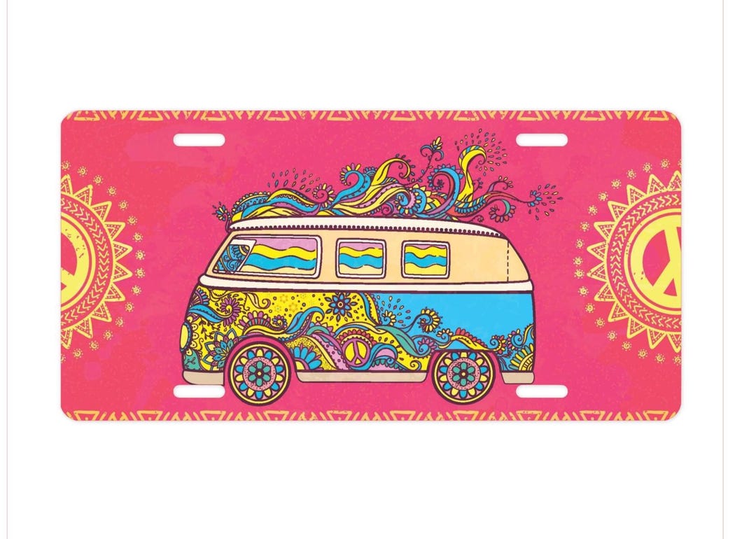 Boho License Plate: Hippie Van Car Decor - Etsy