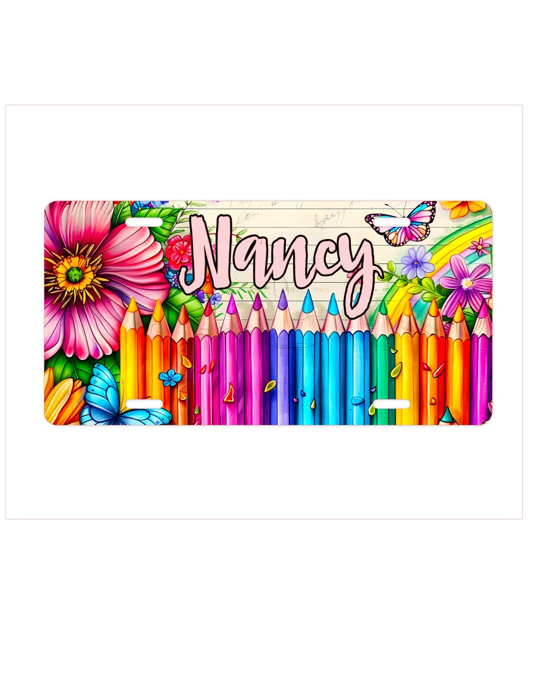 Personalized Teacher License Plate: Floral Car Decor, Custom Car Tag - Etsy